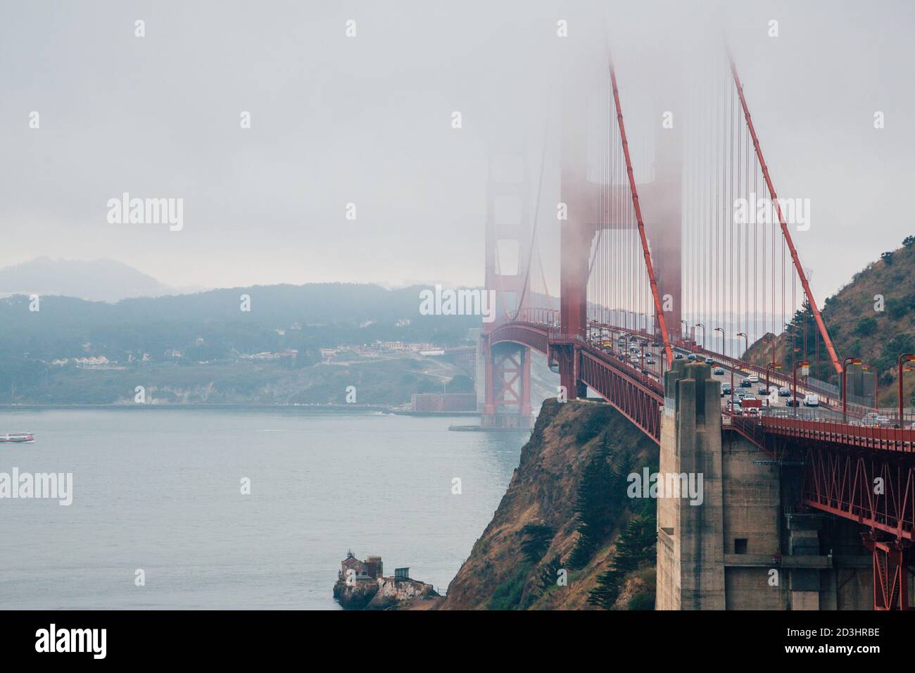 Aerial view of the Californian coastline near San Francisco and the ...