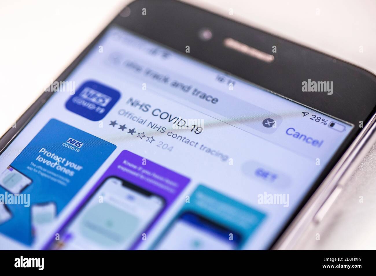 The NHS Covid-19 official contact tracing app is seen available to ...