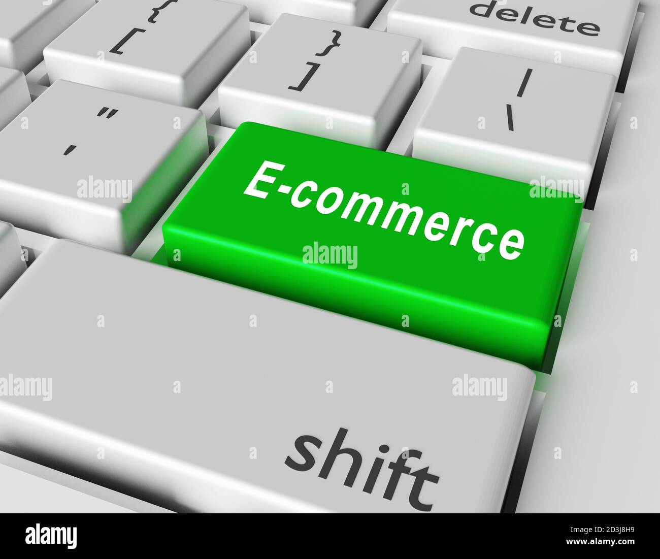 E-Commerce concept. Word E-Commerce on button of computer keyboard. 3d ...