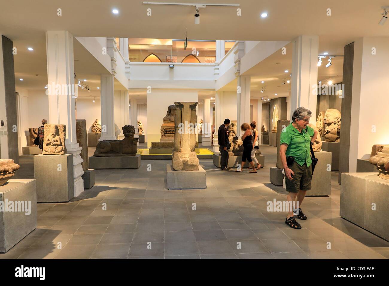 People looking at the exhibits at the Museum of Cham Sculpture, Danang ...