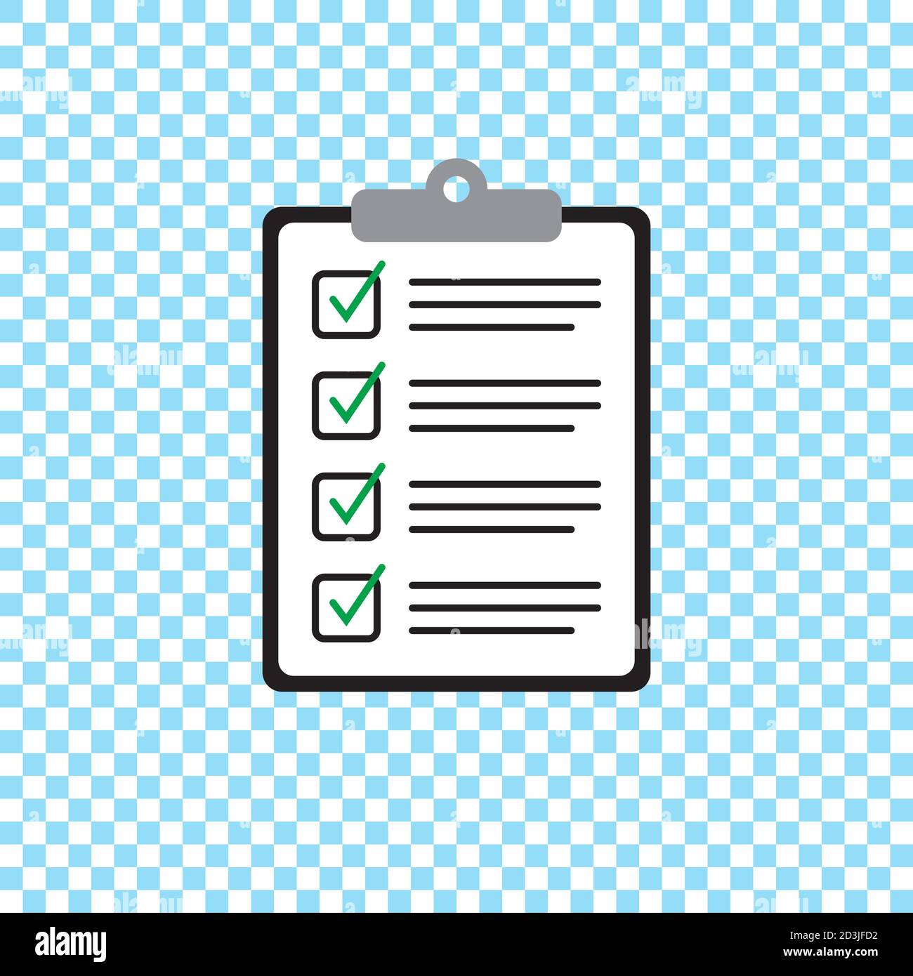 Clipboard with green check mark sign and text symbol on white paper ...