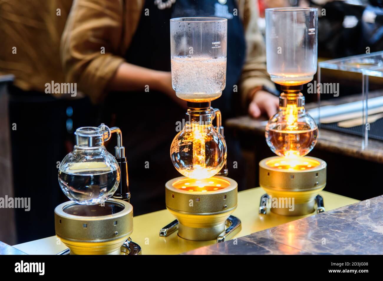 Bangkok, Thailand - 16 September, 2020: Barista making a coffee nitro ...