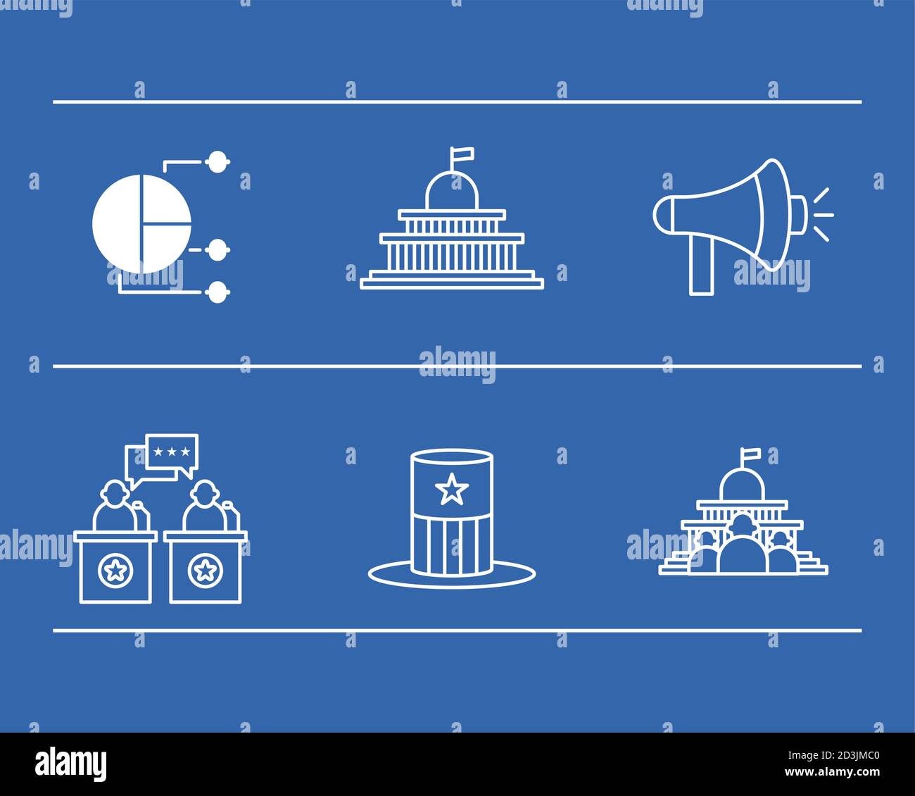 usa elections and vote line style icon collection design, President ...
