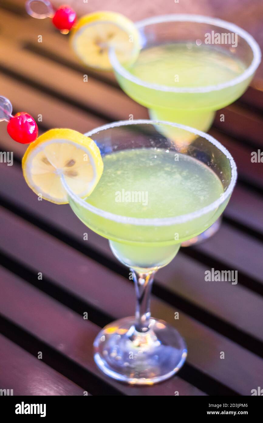Cocktails served at a bar in a hotel in Cebu City, Philippines Stock ...
