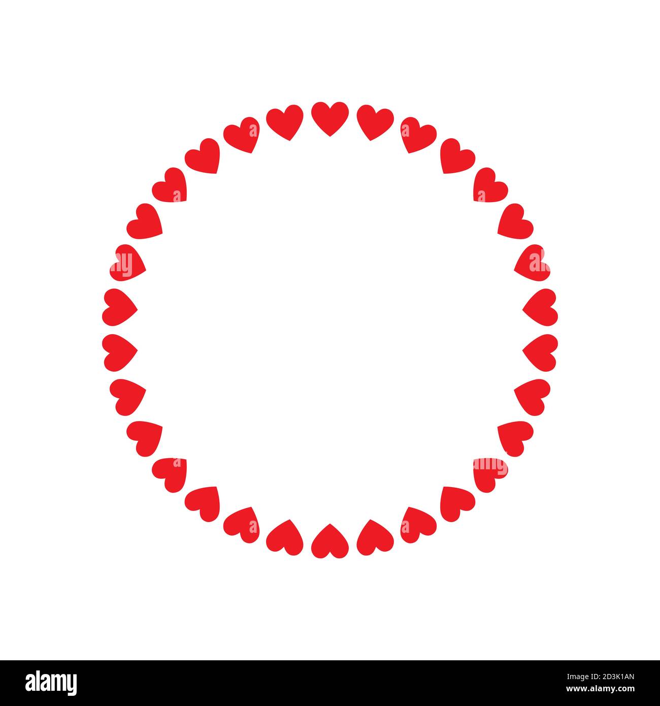Round frame of hearts, isolated vector romantic round frames with ...