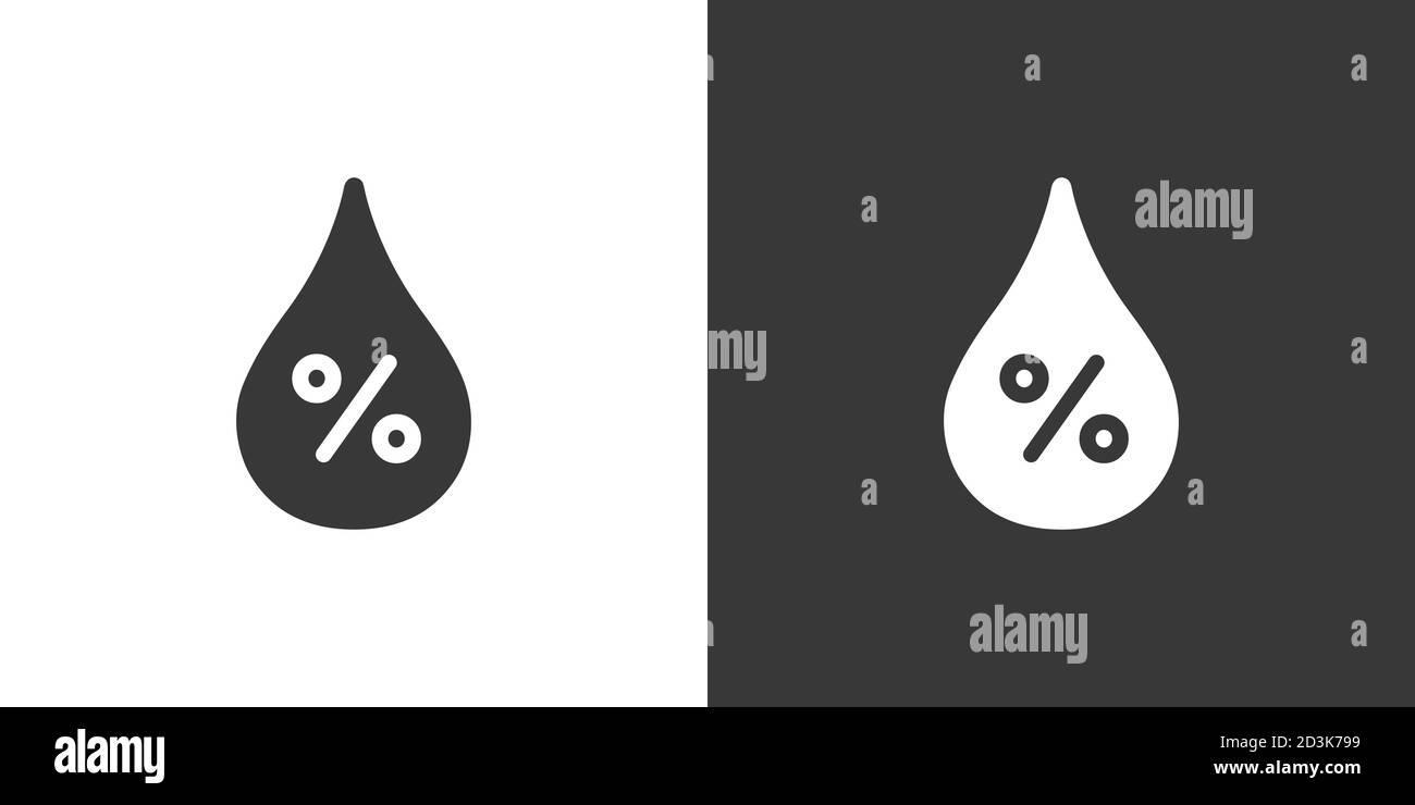 Humidity percent. Isolated icon on black and white background. Weather ...