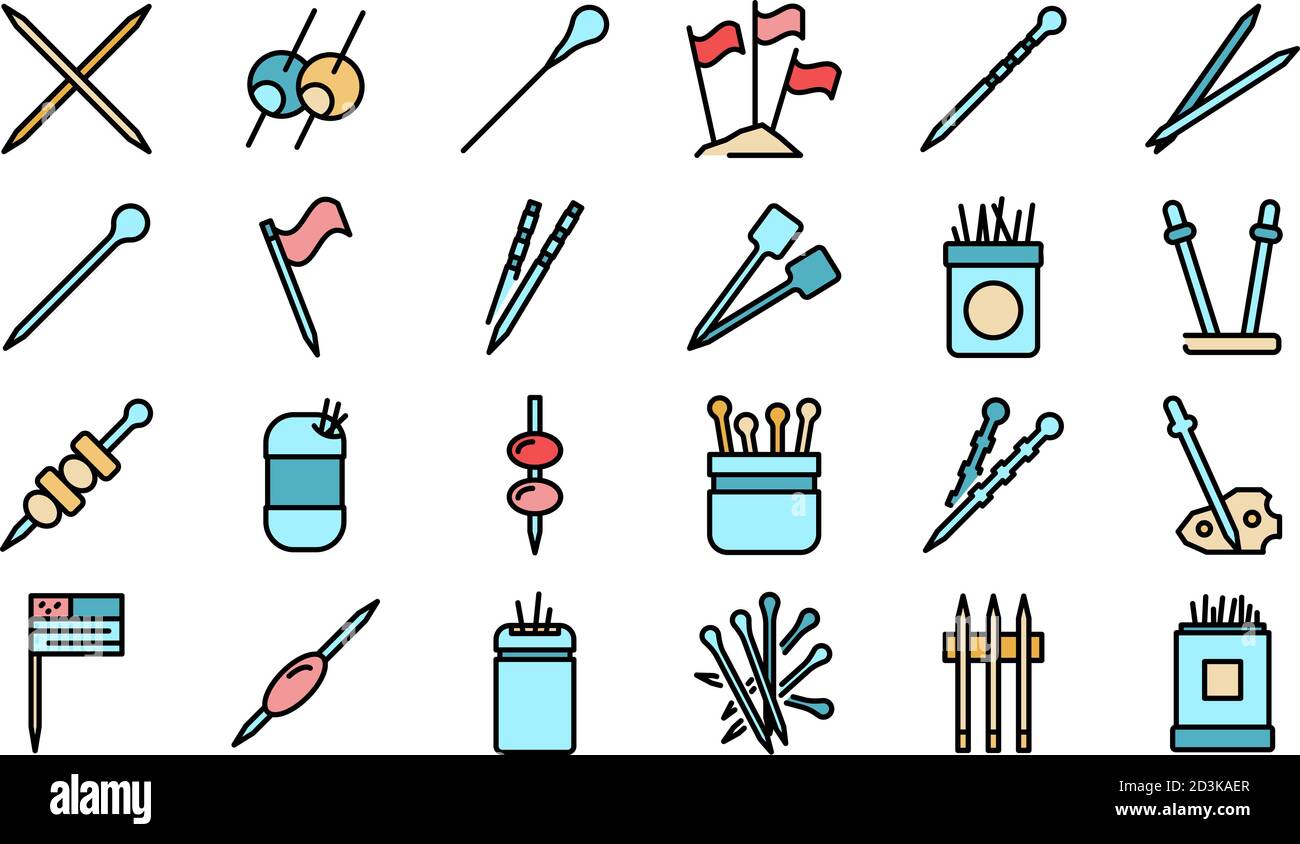 Toothpick icons set vector flat Stock Vector Image & Art - Alamy