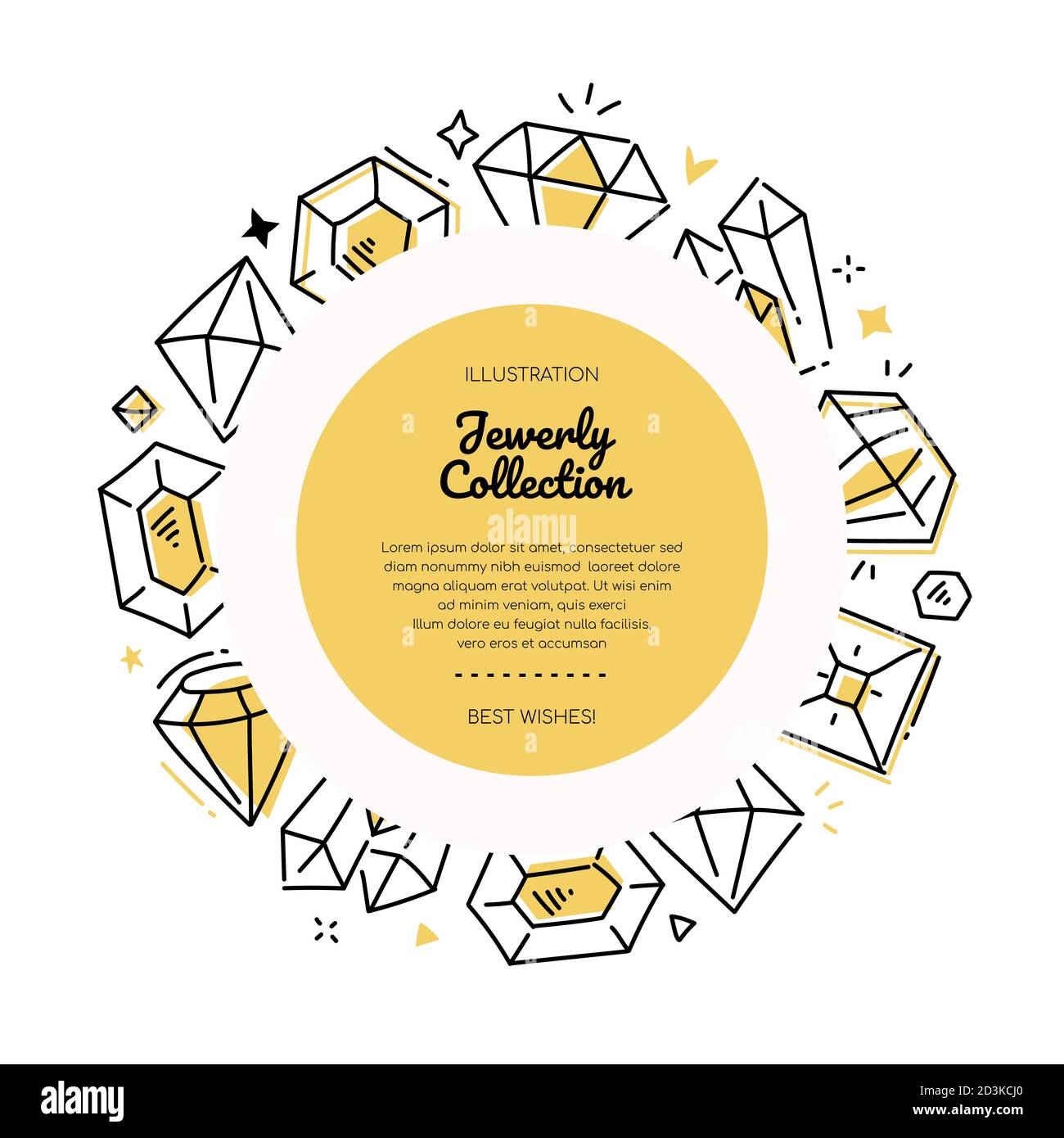 Gems and diamonds - line design style banner Stock Vector Image & Art ...