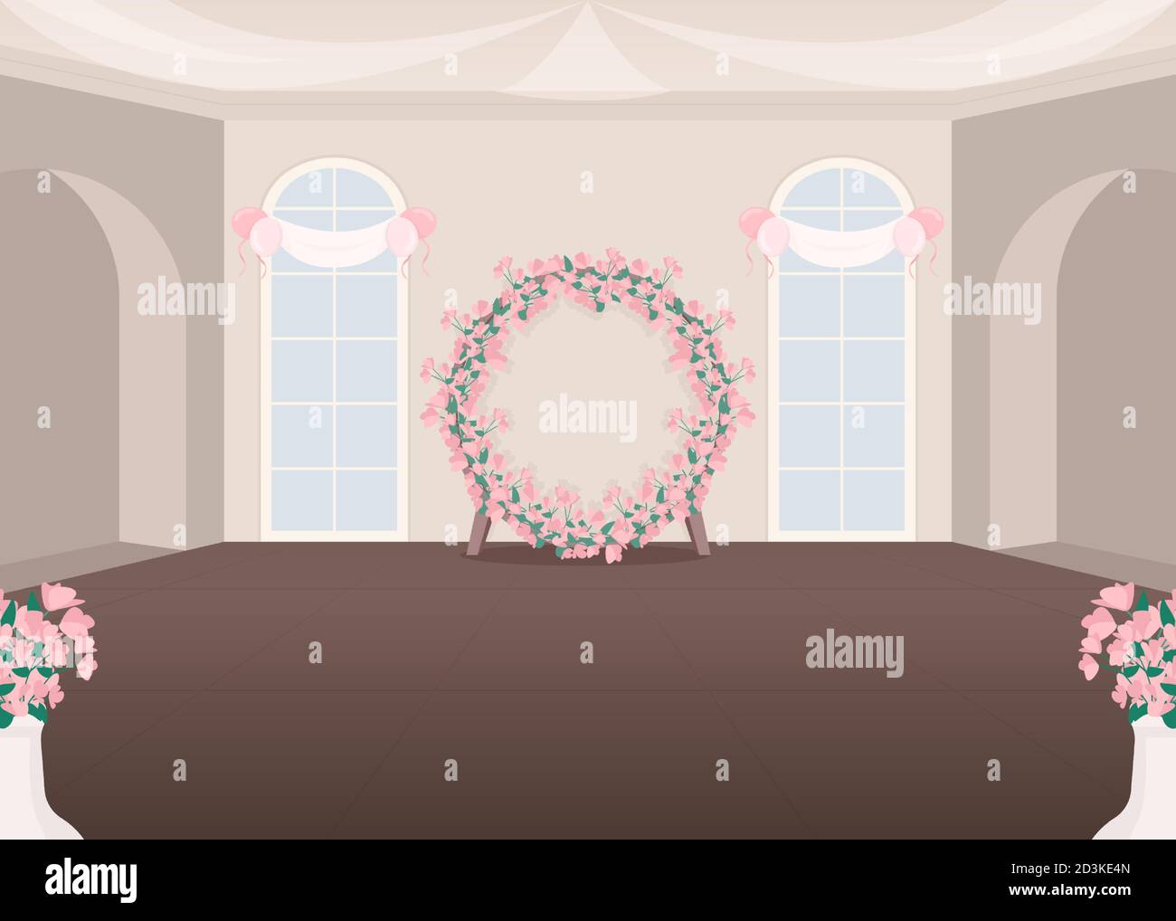 Wedding event hall flat color vector illustration Stock Vector Image ...