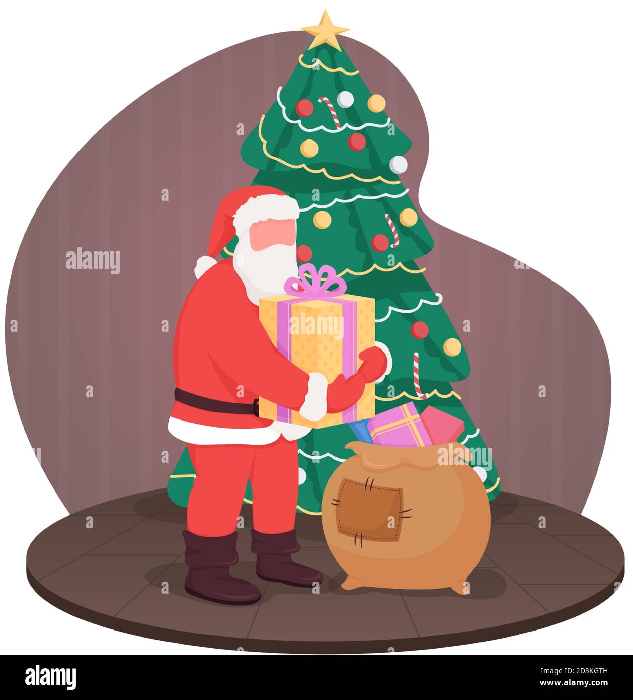 Santa claus with gifts 2D vector web banner, poster Stock Vector Image ...