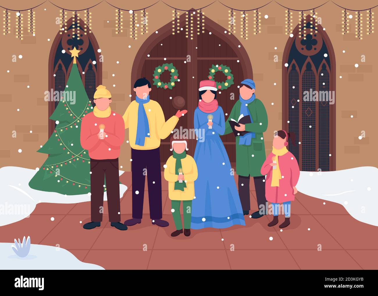 Singing cartoon christmas carol design hi-res stock photography and ...