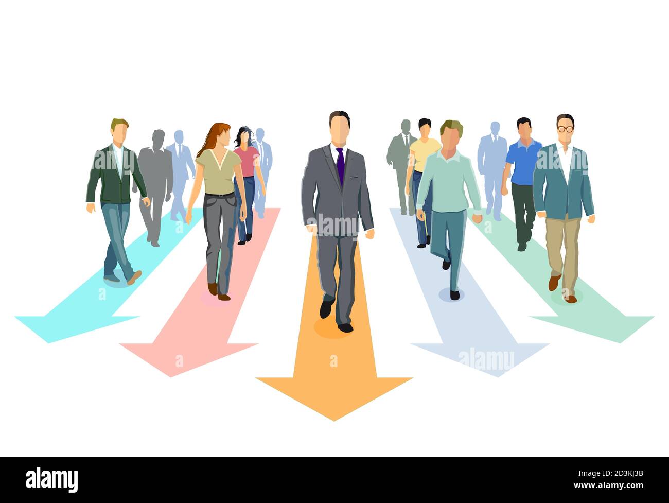 Direction forward and progress together, concept illustration Stock ...