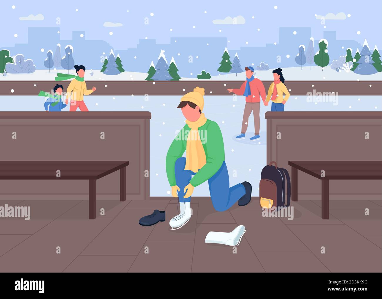Ice skating flat color vector illustration Stock Vector Image & Art - Alamy