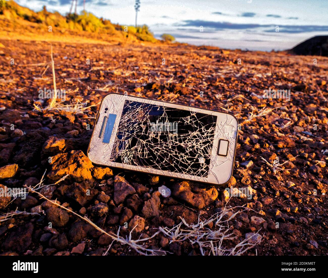 White Smartphone with Broken Display Stock Photo - Alamy