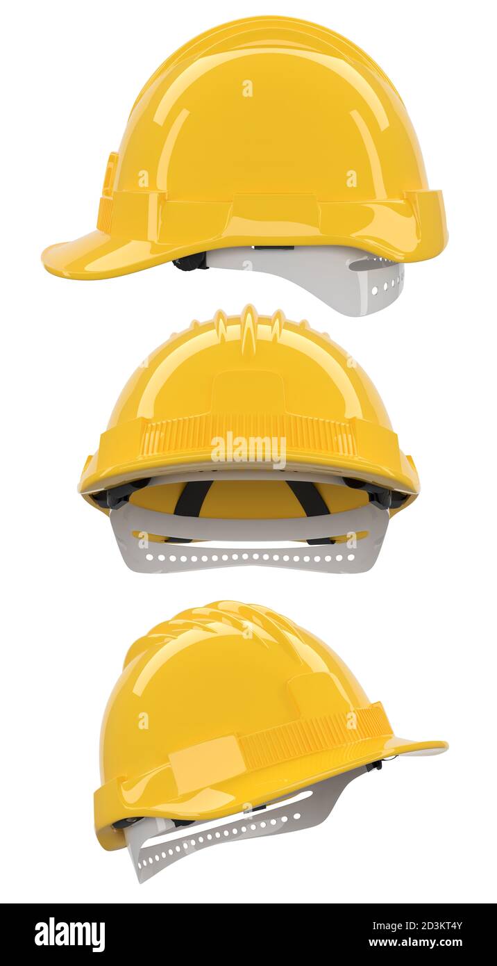 Mine helmets head protection hard Cut Out Stock Images & Pictures - Alamy