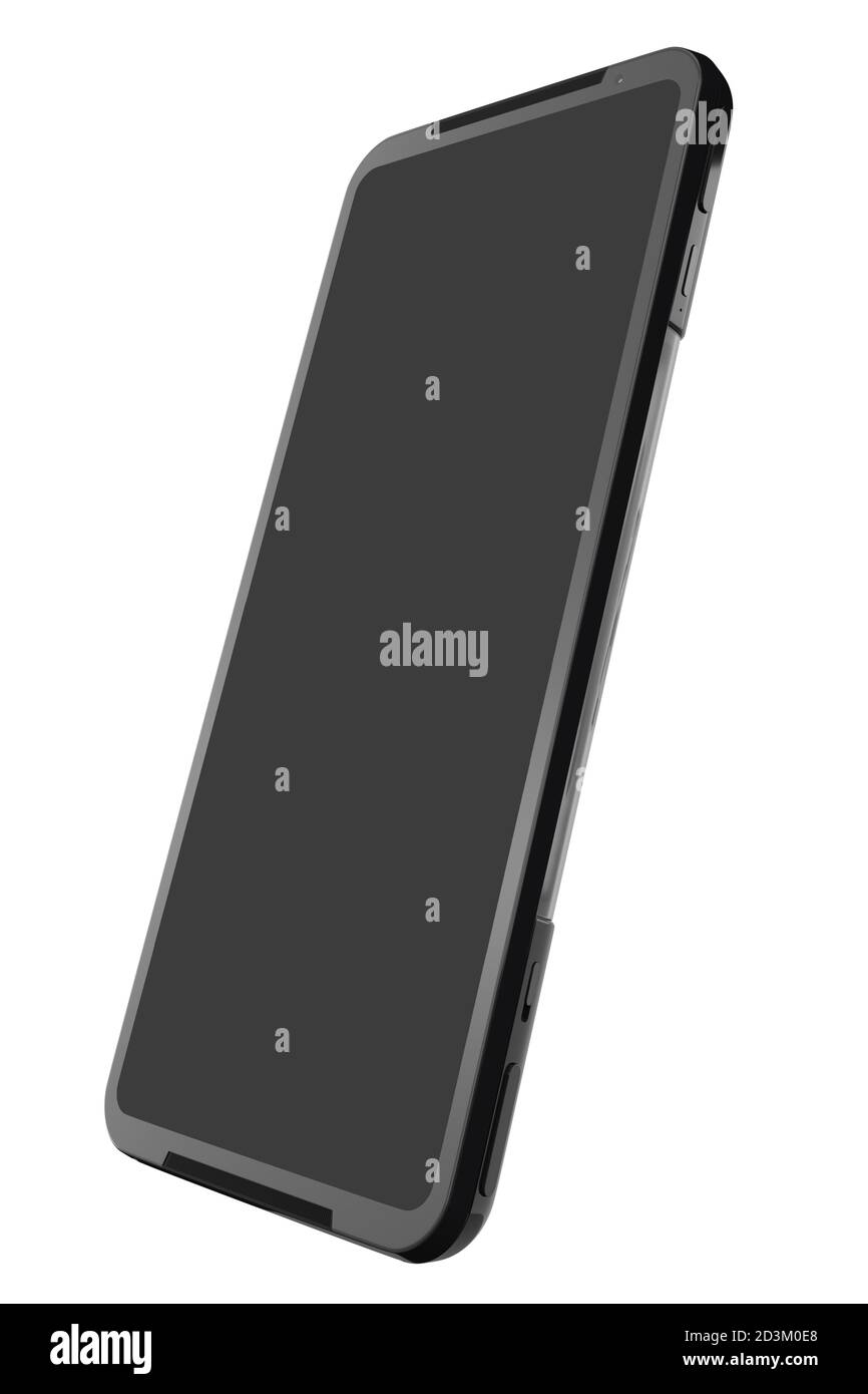 Front view of black smartphone with empty screen, concept of mobile ...