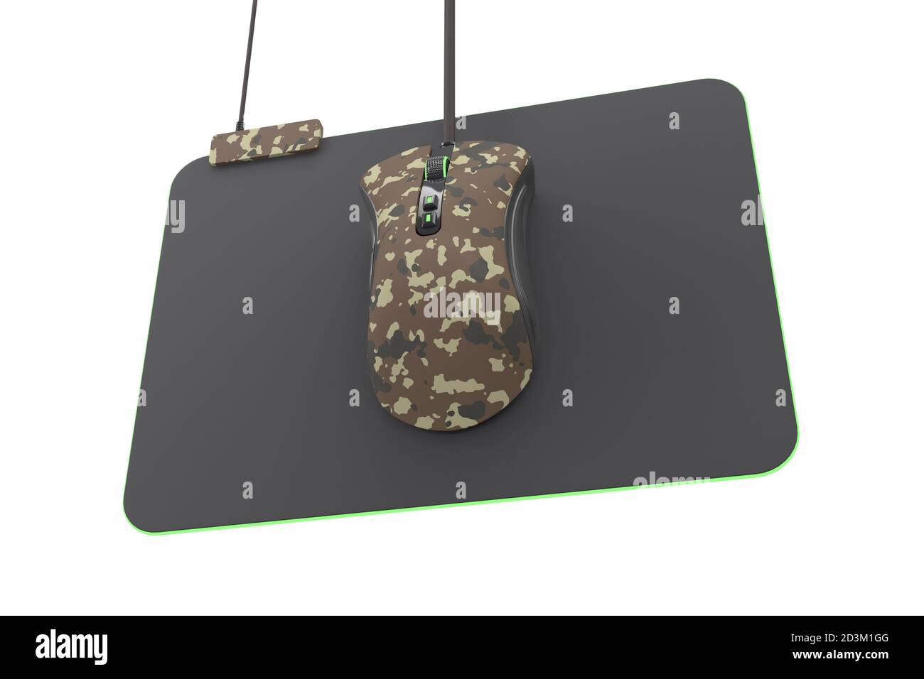 Modern camouflage gaming mouse on professional pad on white with ...