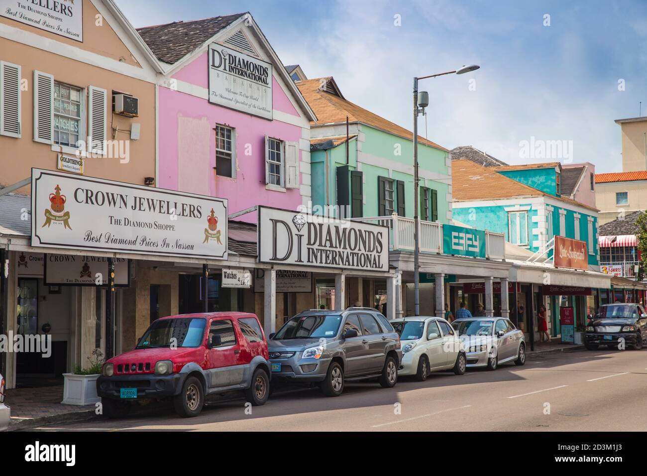 Caribbean, Bahamas, Providence Island, Nassau, Shops on Main Street ...