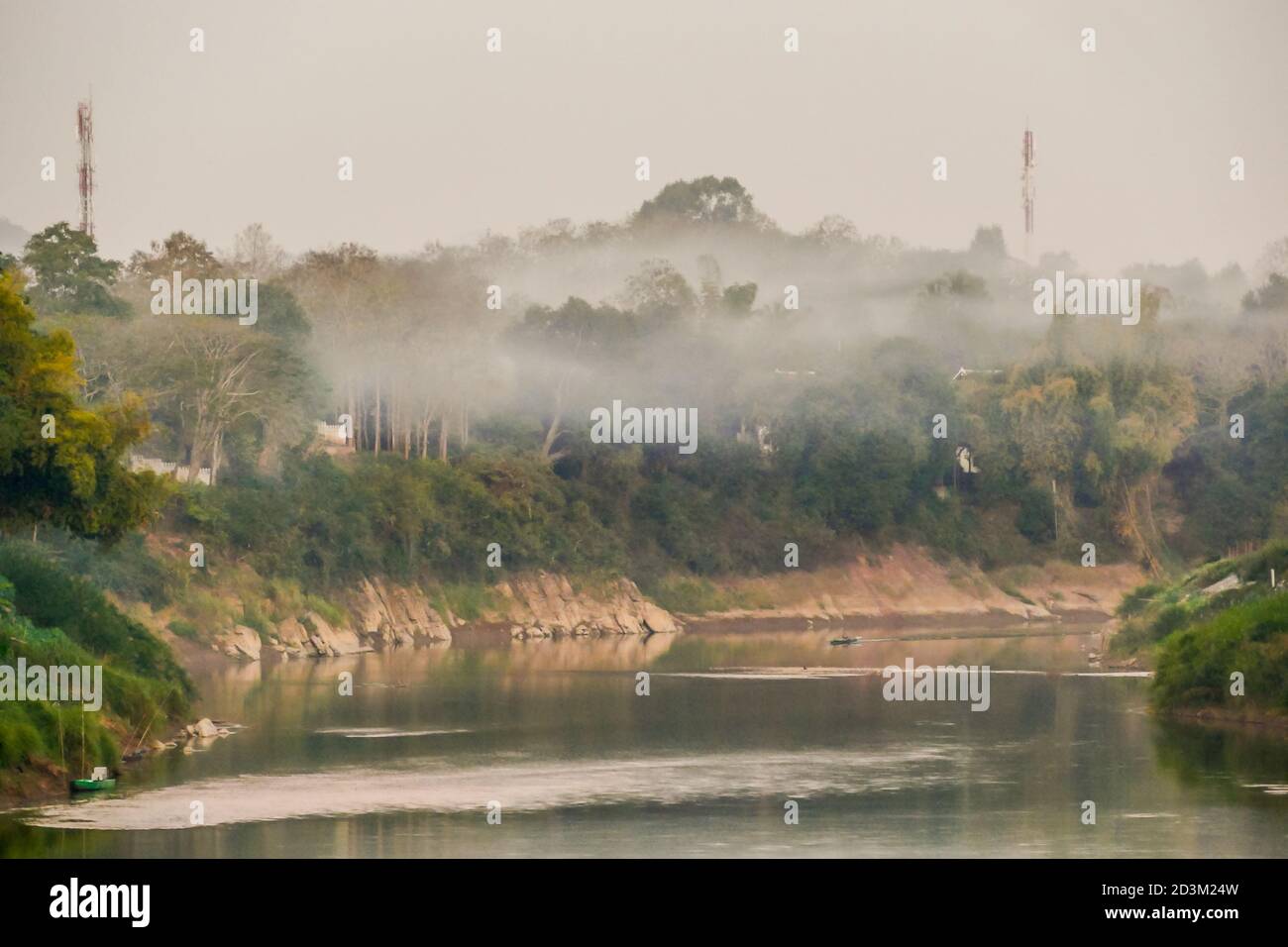 fog over the river, digital photo picture as a background Stock Photo ...