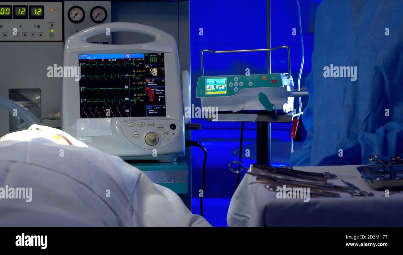 Cardiac monitor during surgery in operating room Stock Photo - Alamy