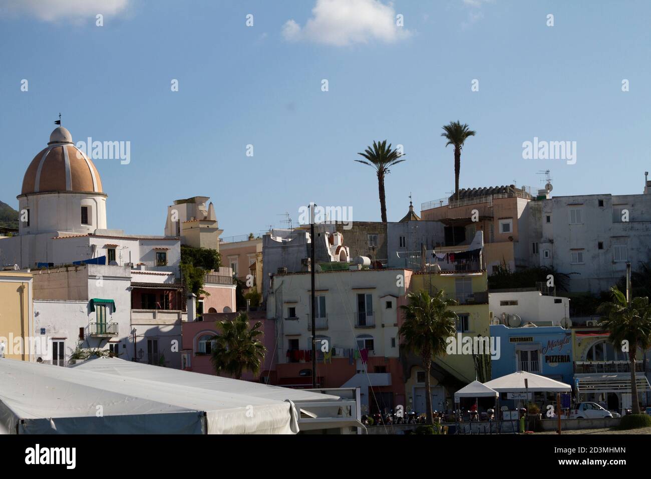 View of Forio from the harbour quay, Ischia, Bay of Naples, Italy Stock ...