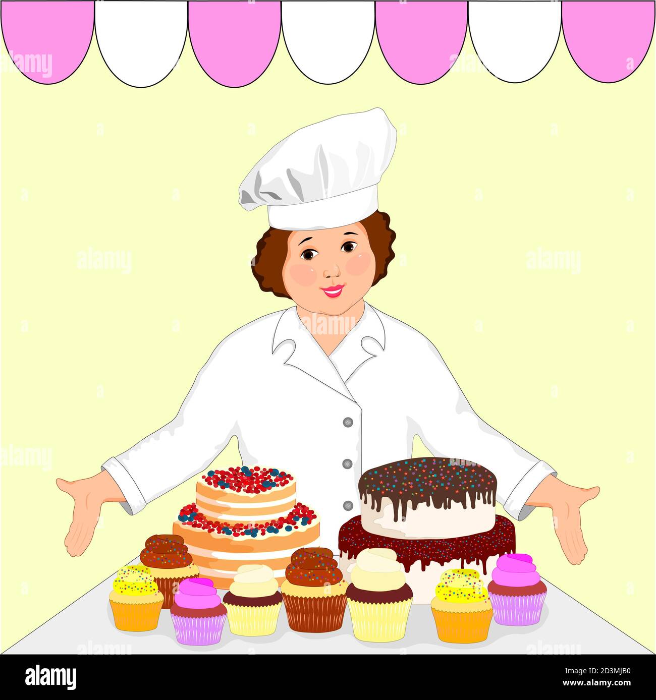 Girl Pastry Chef Cartoon