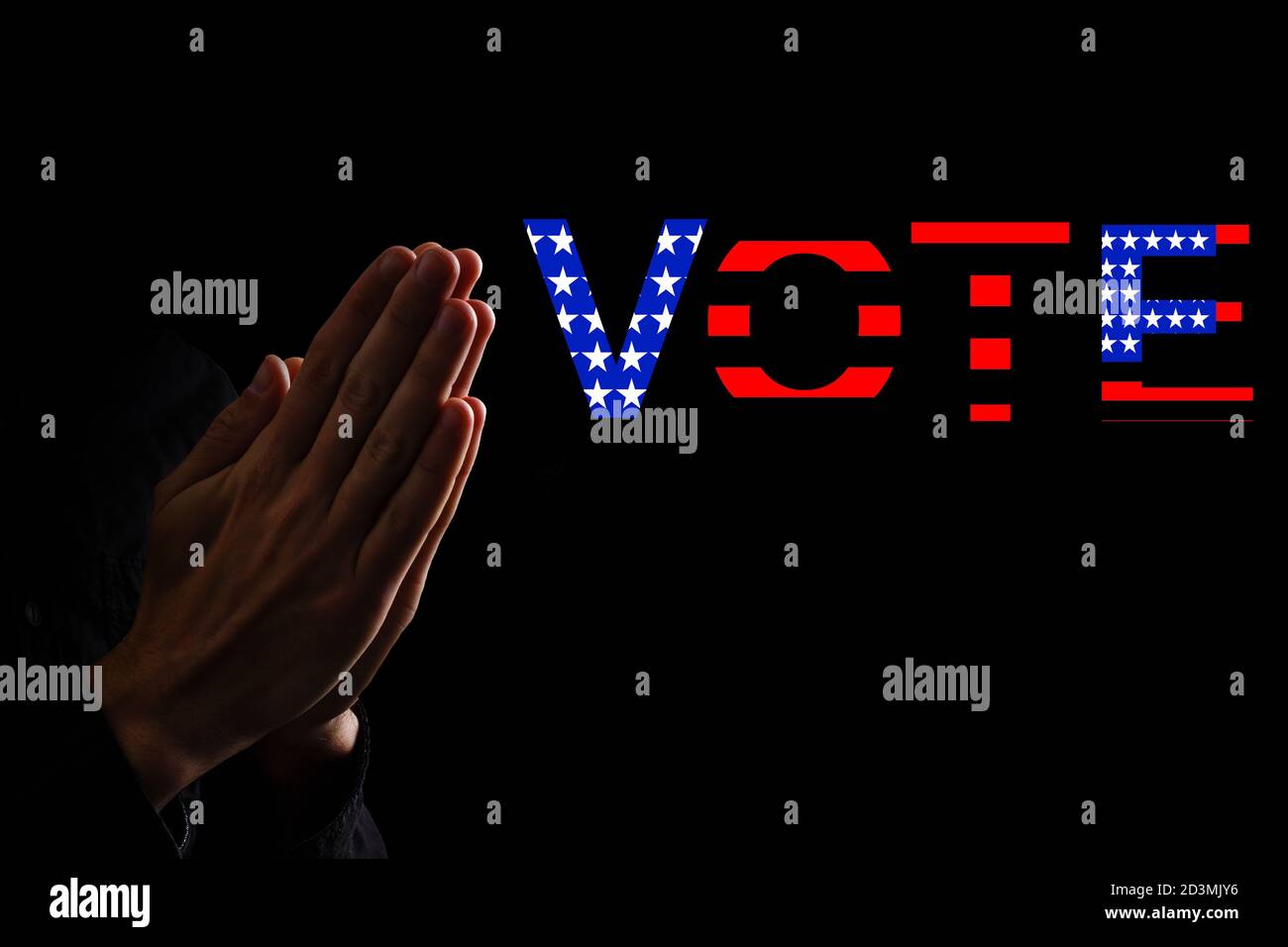 American flag and religious cross, prayer for voting Stock Photo - Alamy