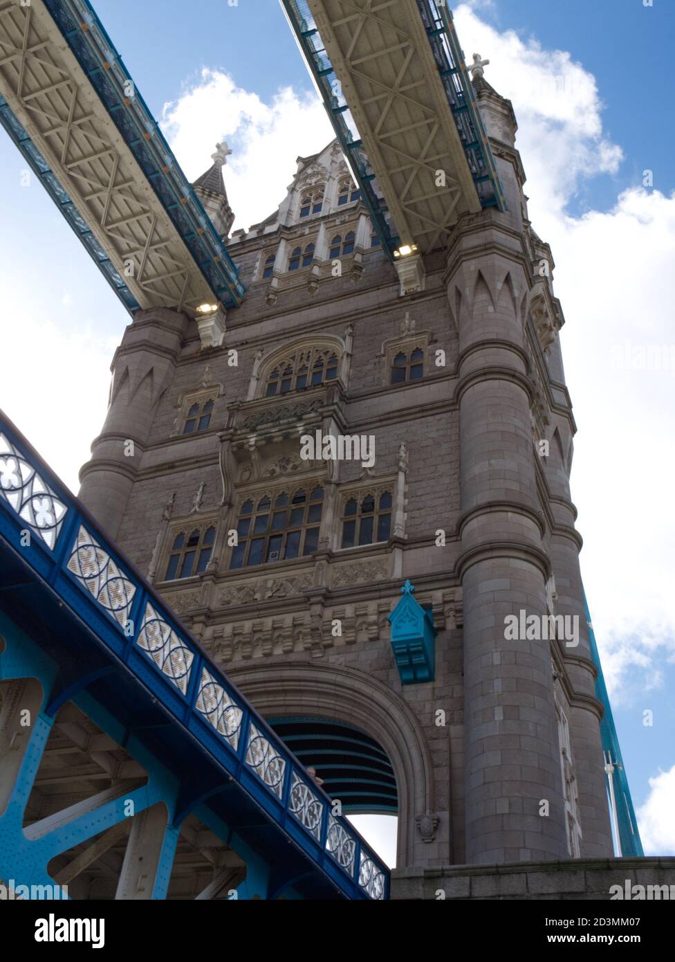 London's historic, iconic Tower Bridge, raised hydraulically. Spanning ...
