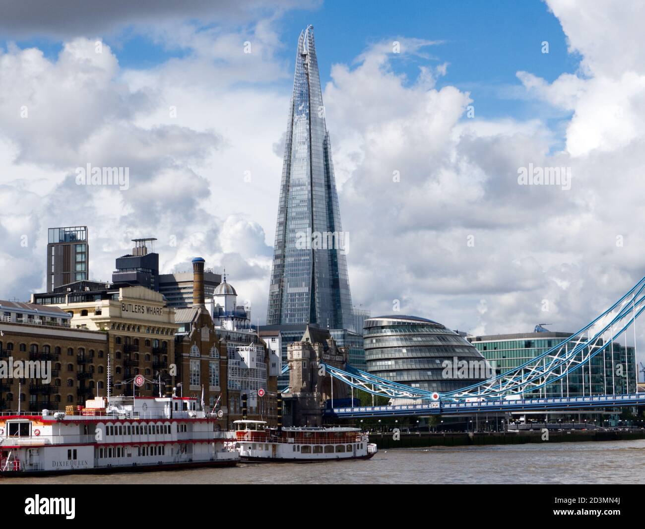 London's historic, iconic Tower Bridge, raised hydraulically. Spanning ...