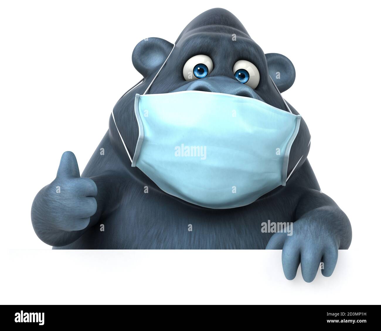 Fun 3D cartoon gorilla with a mask Stock Photo - Alamy