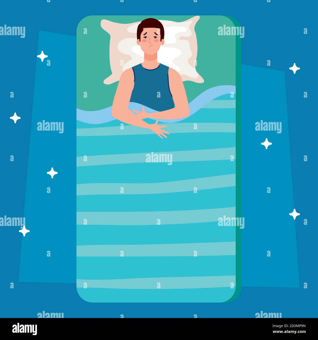insomnia man on bed with pillow vector design Stock Vector Image & Art ...