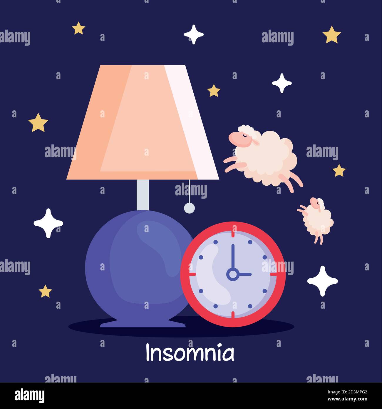 insomnia clock lamp and sheeps vector design Stock Vector Image & Art ...