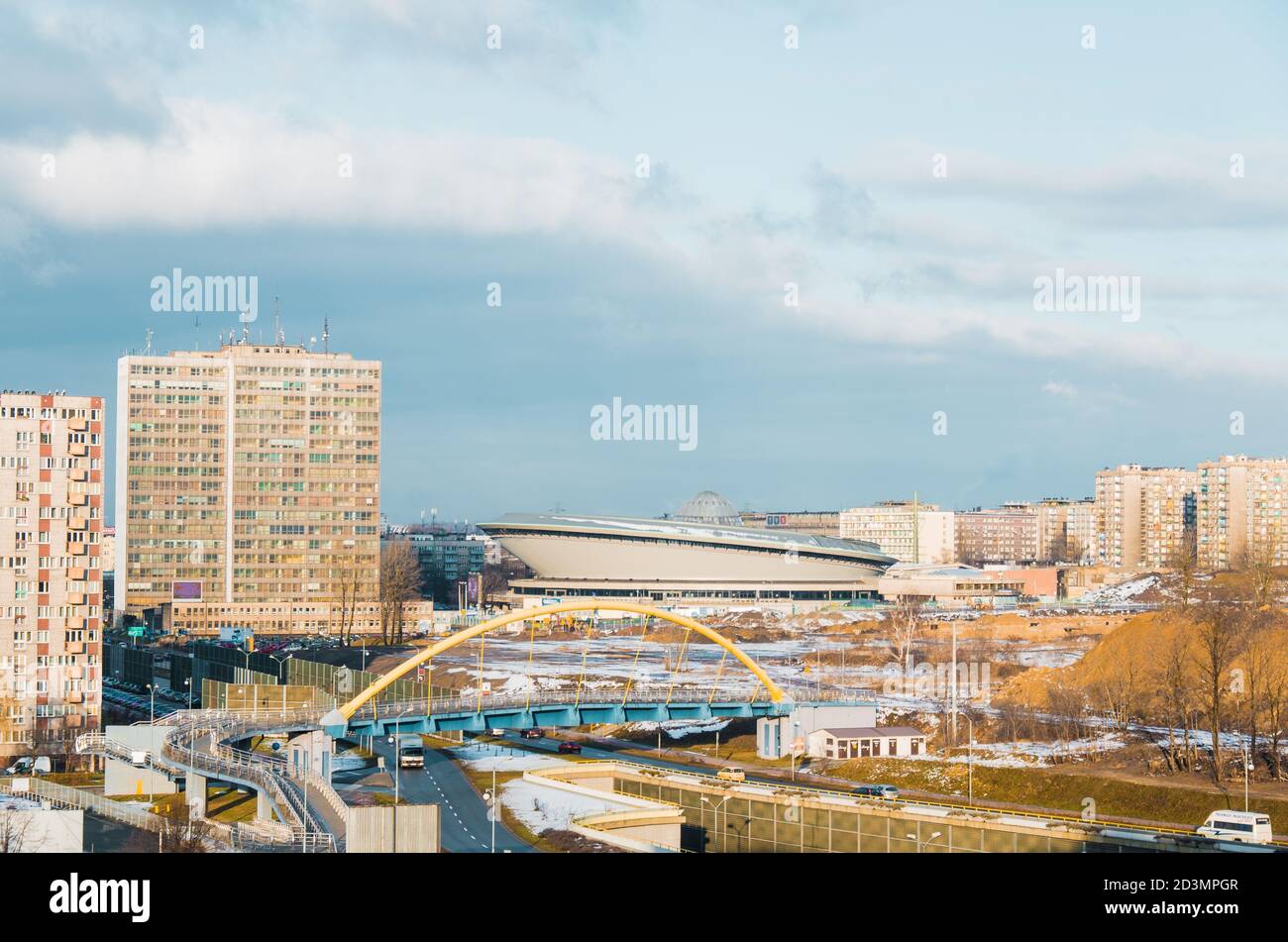 Cityscape of Katowice with the beautiful Spodek arena, Poland Stock ...