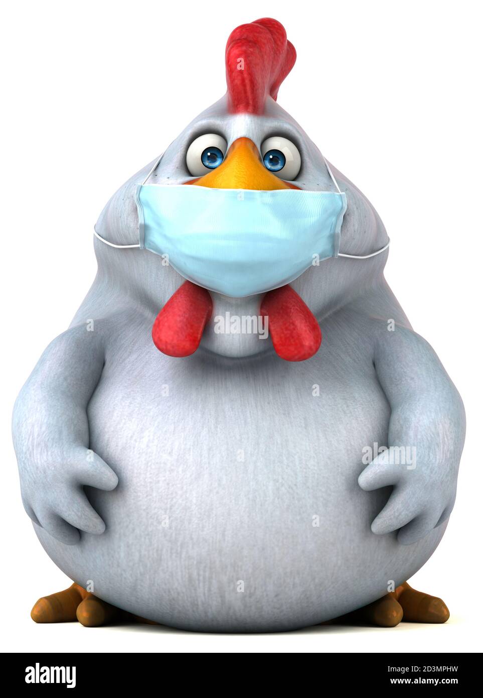 Fun 3D cartoon chicken with a mask Stock Photo - Alamy