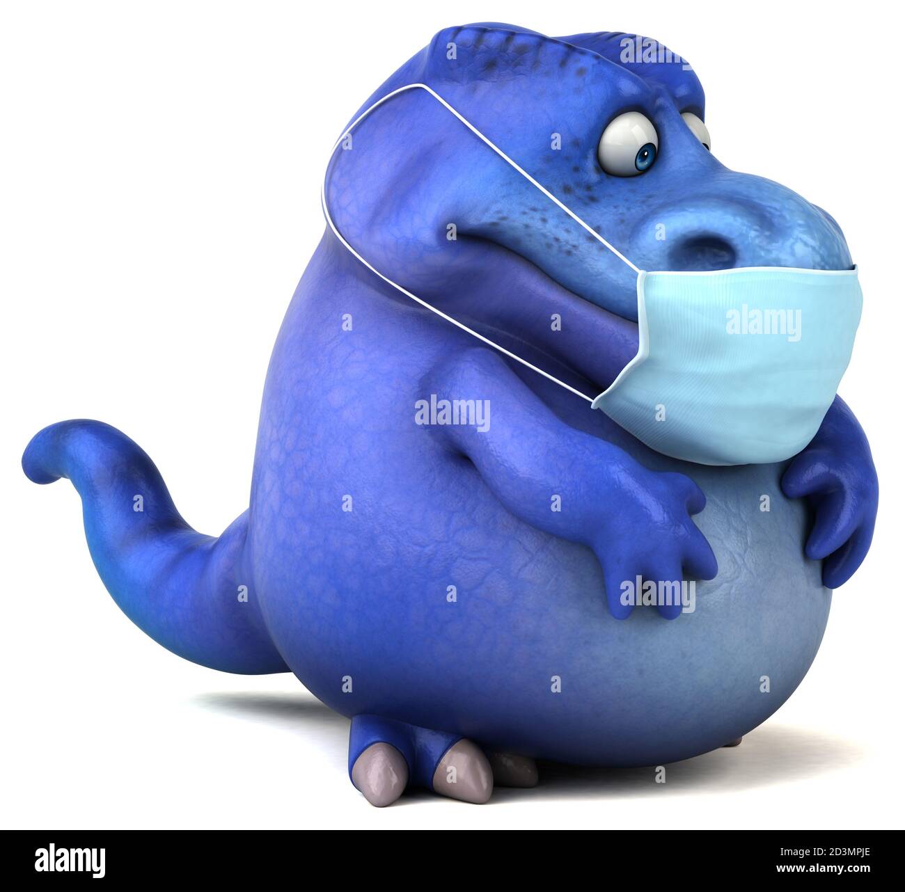 Fun cartoon dinosaur with a mask Stock Photo - Alamy