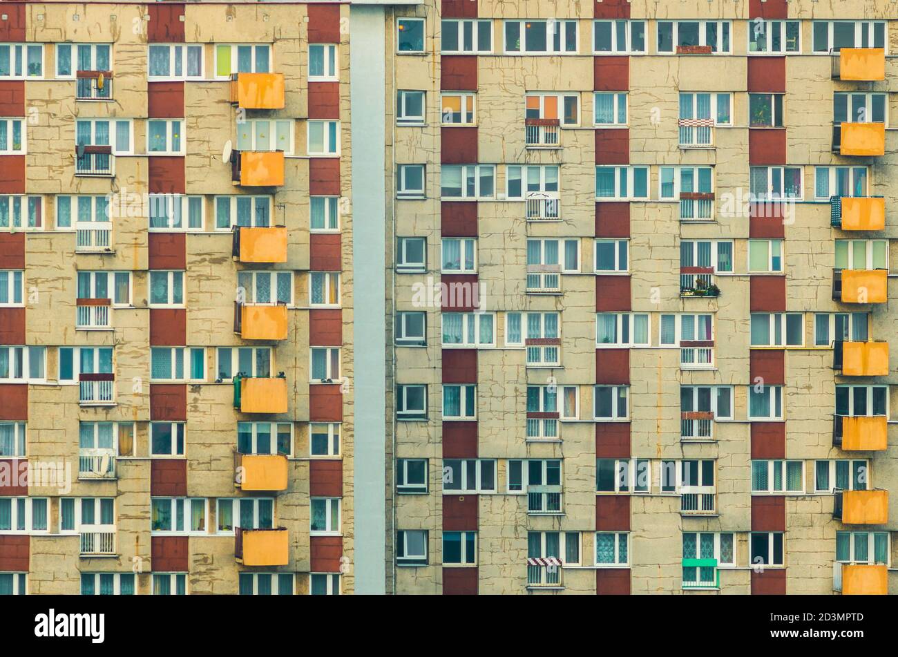 Building facade of soviet apartments style in katowice,poland Stock ...