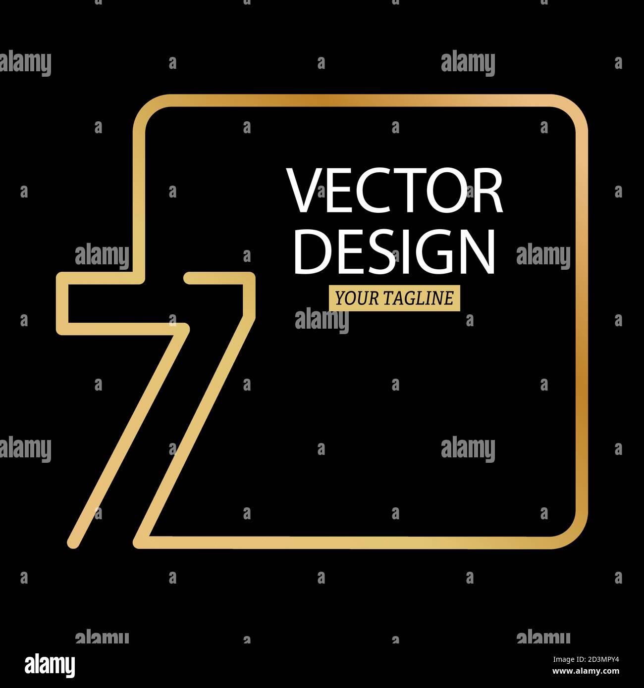 Stylized number 7 with a square border. Vector template for logo, label ...