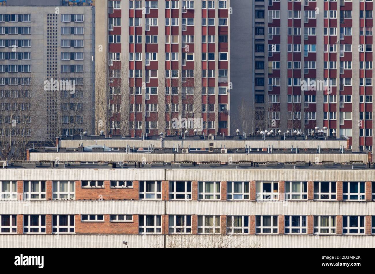 Building facade of soviet apartments style in katowice,poland Stock ...