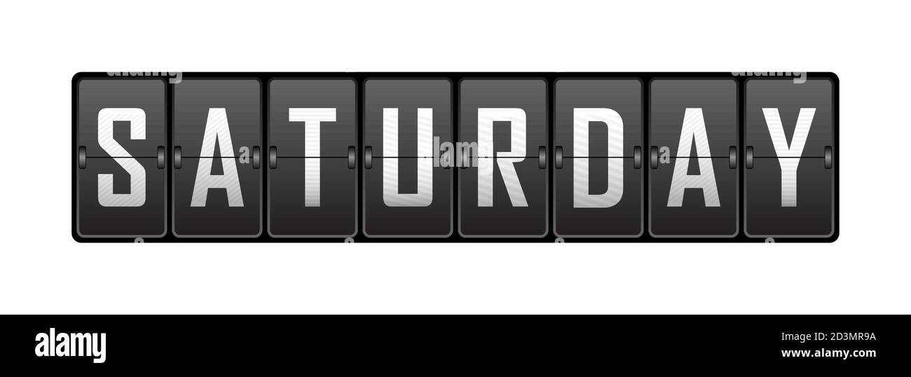 Saturday. Name of the day of the week on the cells of the mechanical ...