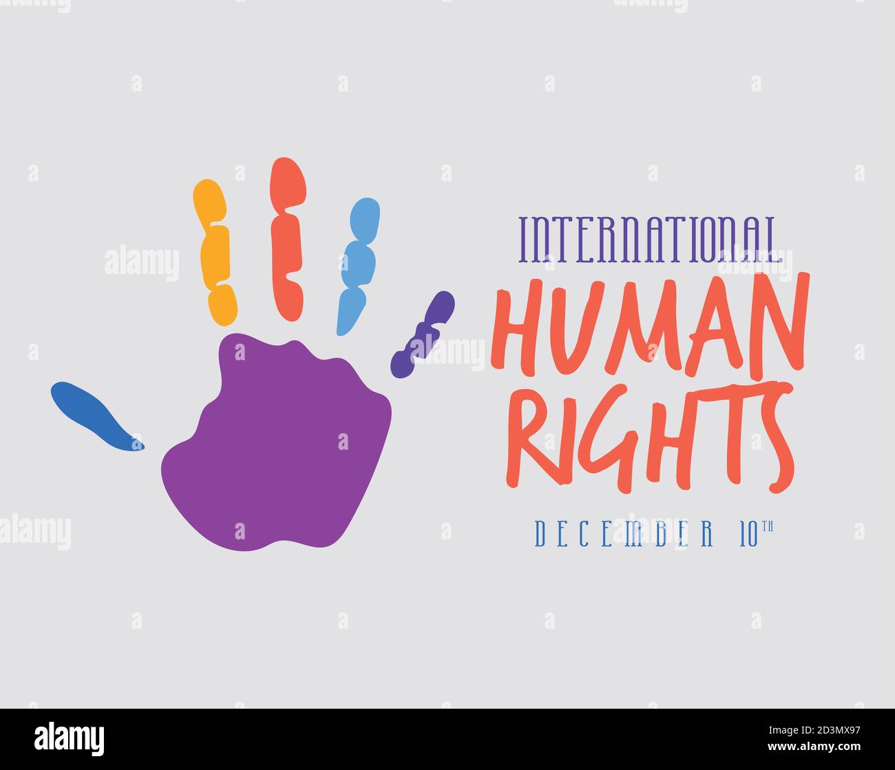 international human rights and purple hand print vector design Stock ...