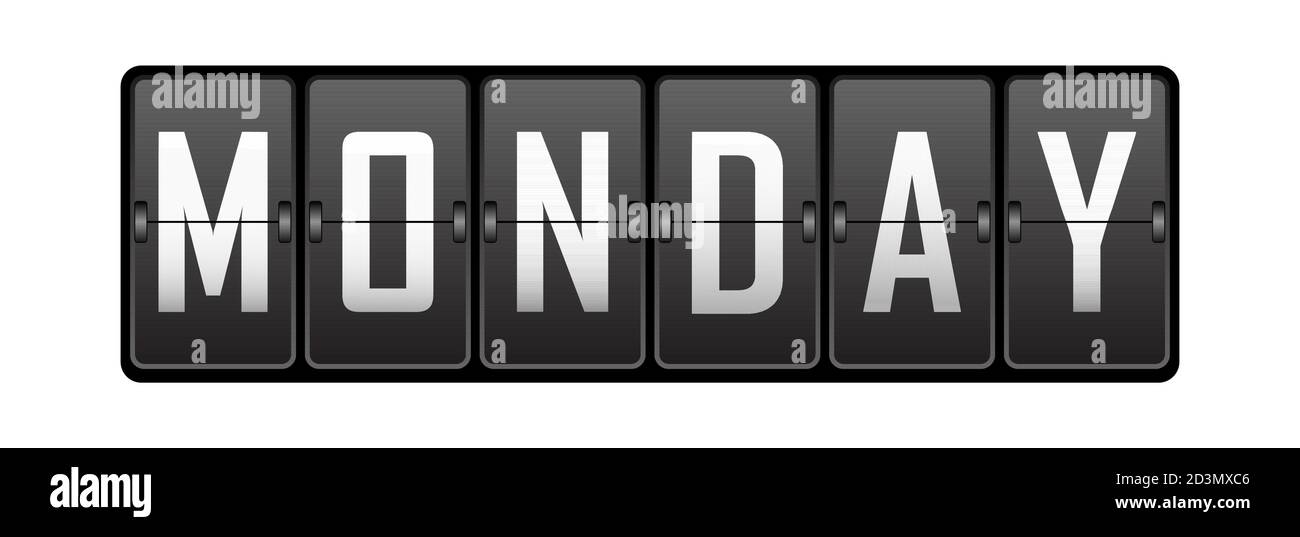 Monday. Name of the day of the week on the cells of the mechanical ...