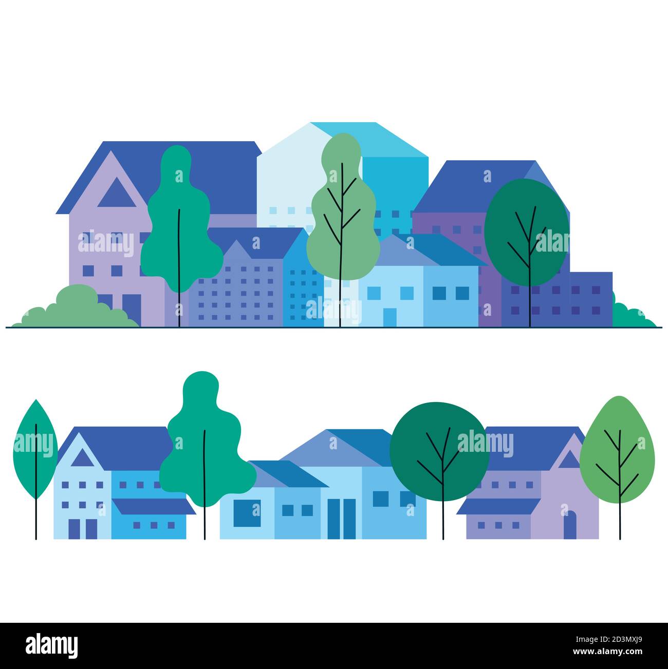 city houses with trees vector design Stock Vector Image & Art - Alamy