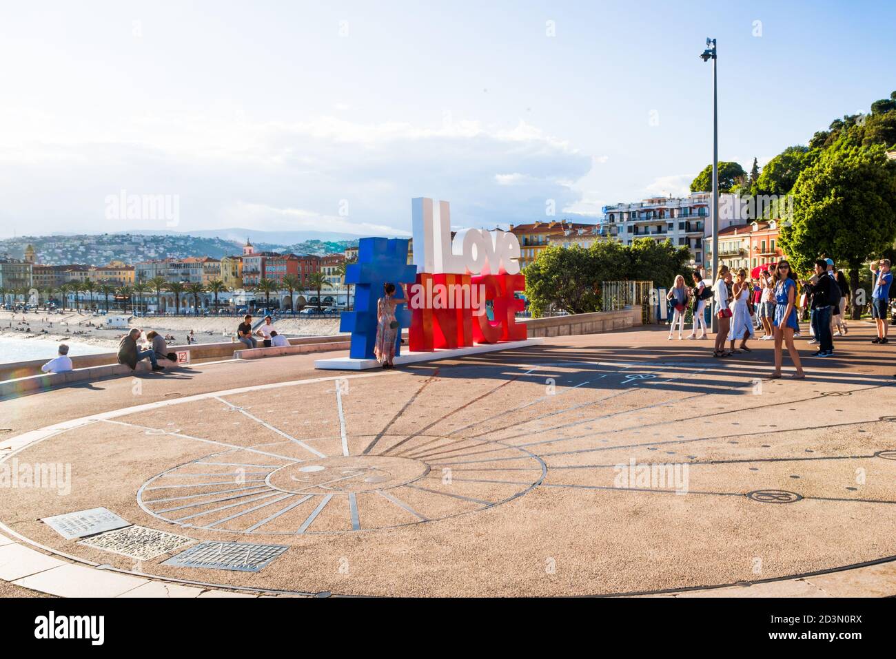 NICE, FRANCE-MAY,29,2019: tourist poses for a photo near the I love ...