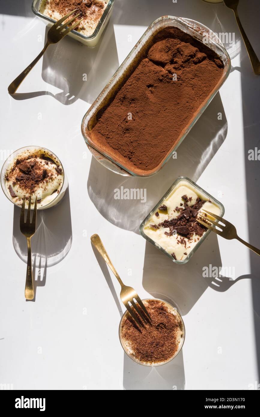 Tiramisu in different shape, various form of serving tiramisu, on ...