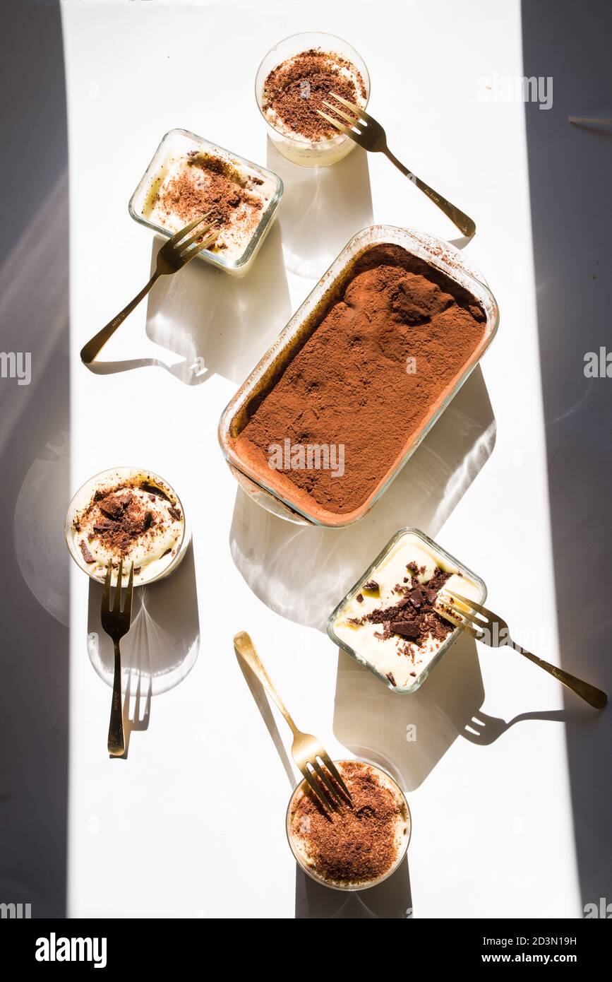 Tiramisu in different shape, various form of serving tiramisu, on ...