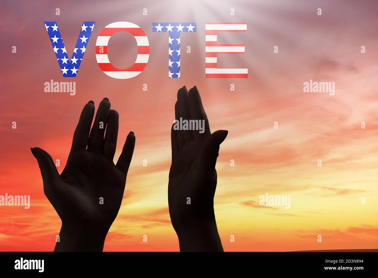 American flag and religious cross, prayer for voting Stock Photo - Alamy