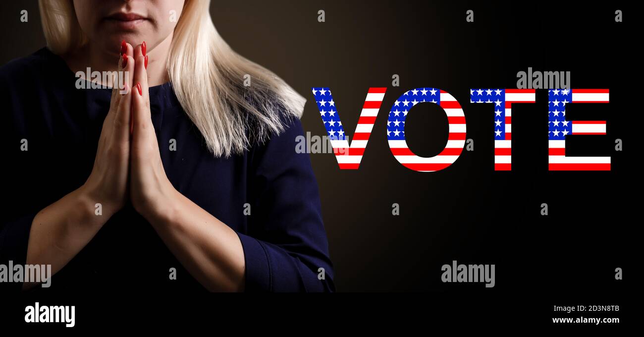 American flag and religious cross, prayer for voting Stock Photo - Alamy