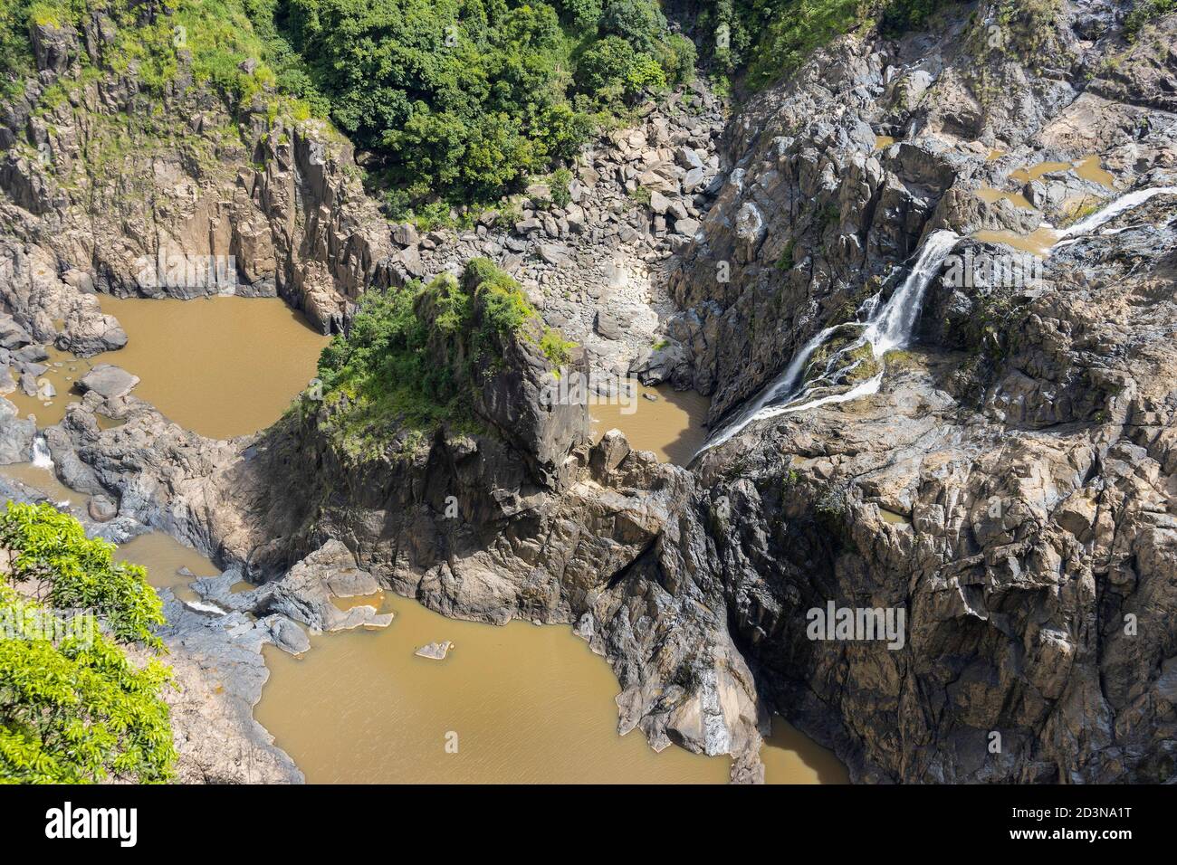 An aerial view of the Barron waterfalls, in the Barron gorge near ...