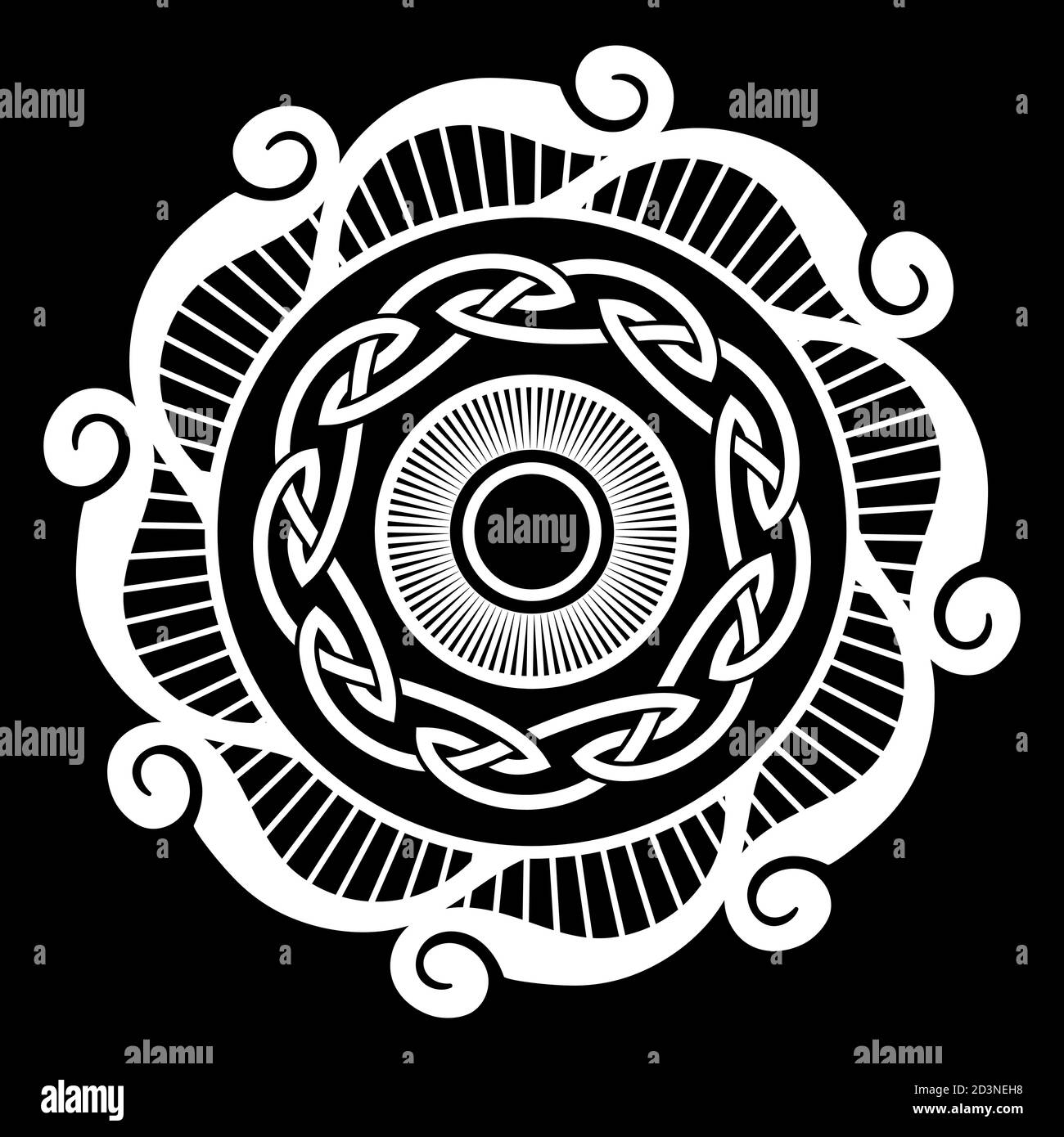 Illustration in Celtic Scandinavian style. Celtic pattern, Sun wheel ...