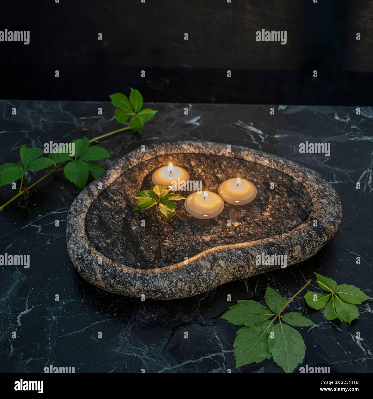 natural stone bowl handcrafted with spices Stock Photo - Alamy